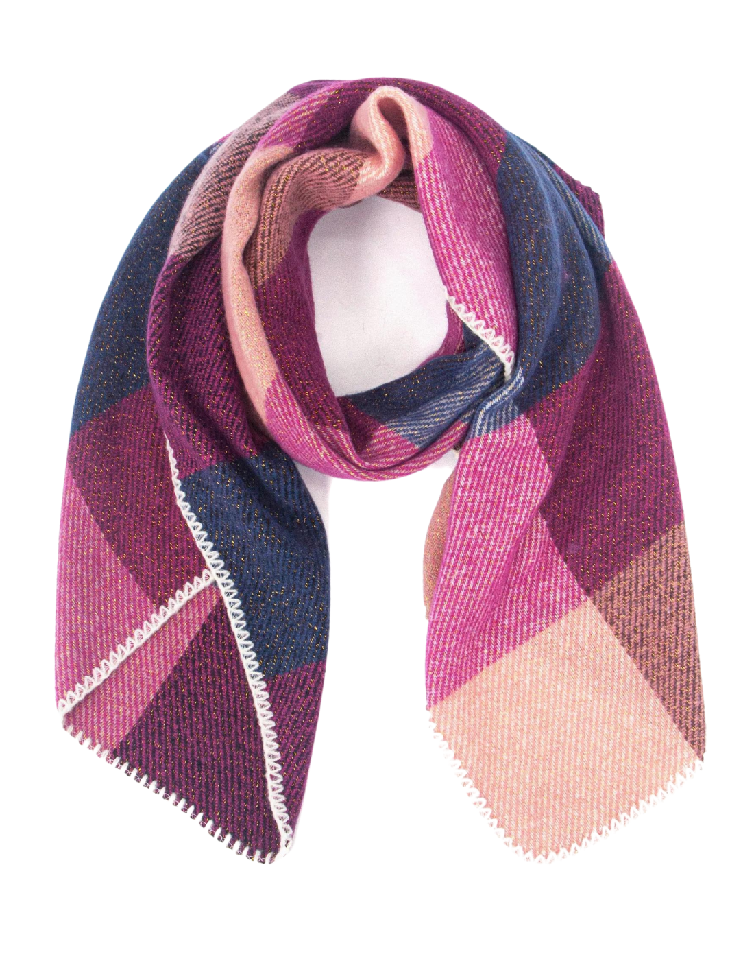 Fuchsia Check Heavyweight Scarf | Scarves | John Partridge & Co