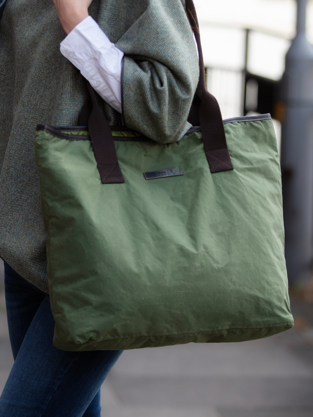 Oversized Green Dry Wax Tote Bag Made in England – John Partridge & Co